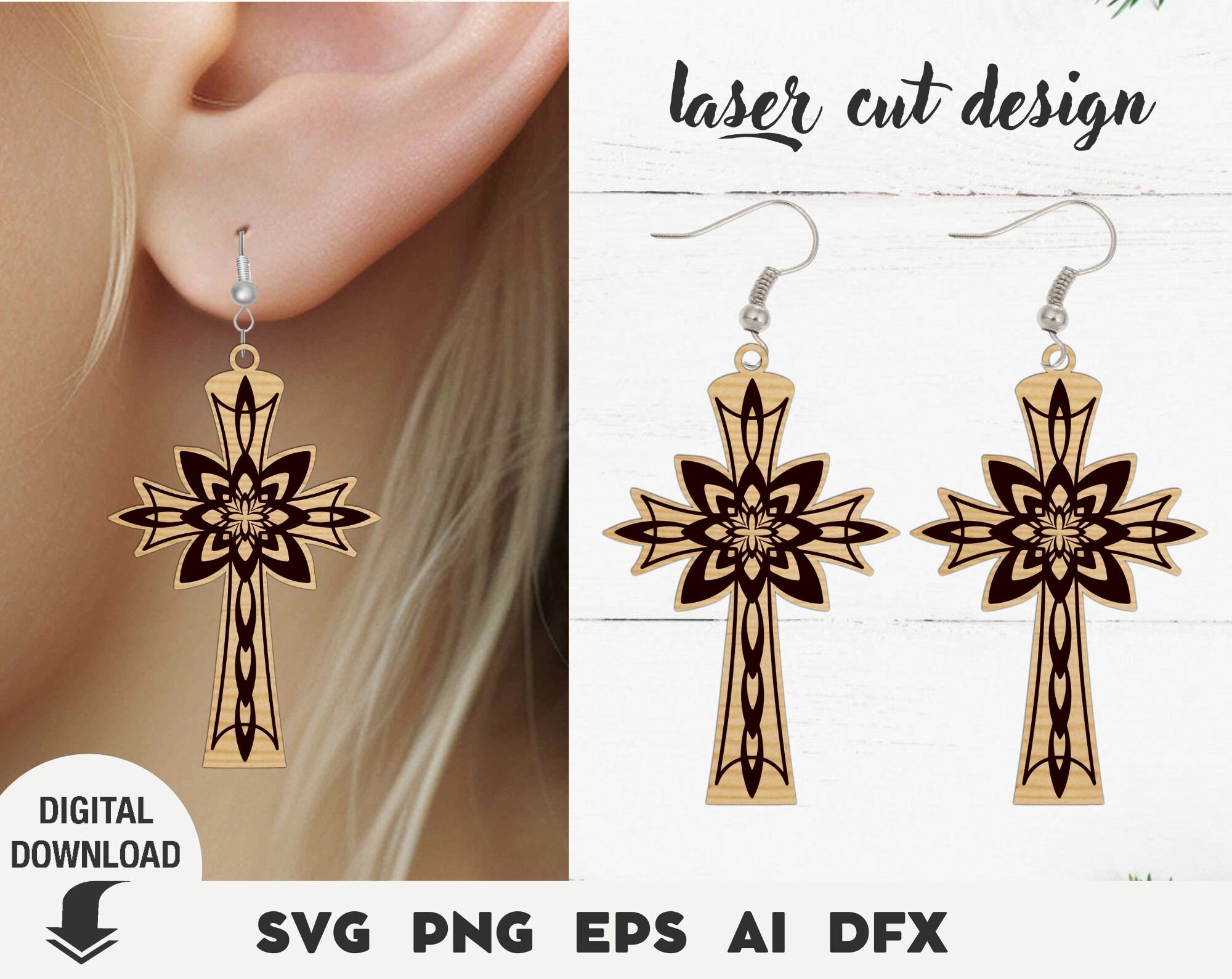Christian Earring Laser Cut File, Easter Earring Svg, Easter Religious ...