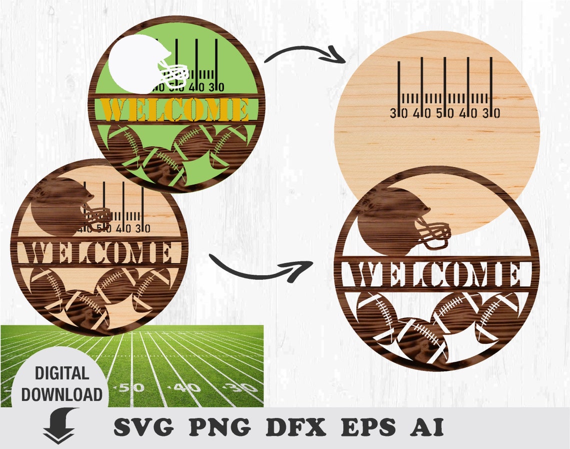 Football Laser Cut File, Door Hanger, Sport Signs, Glowforge Svg ...