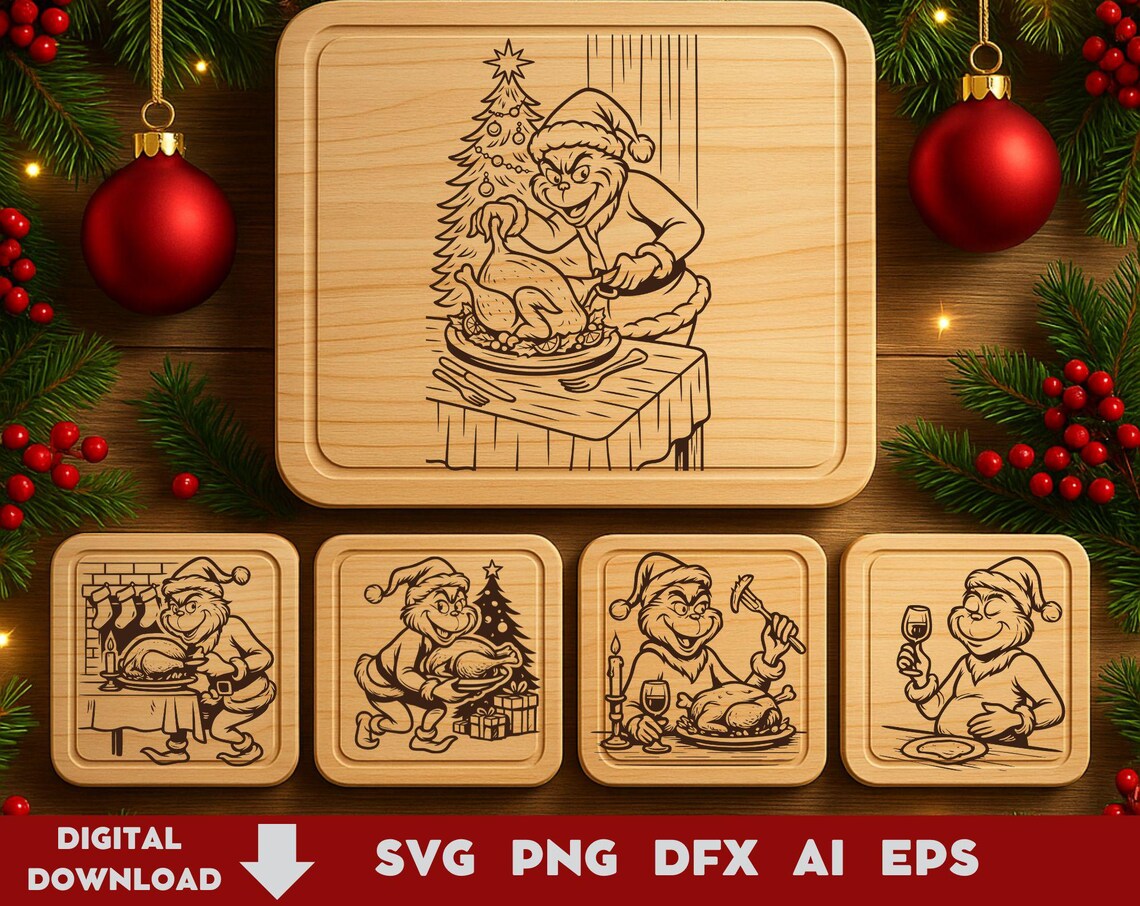 Сhristmas Laser Engraving Bundle, Christmas Grinch SVG: Laser Cut File ...