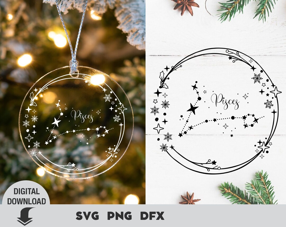 Christmas Ornaments Svg, Zodiac Pisces Christmas Ornamen, Zodiac Signs ...