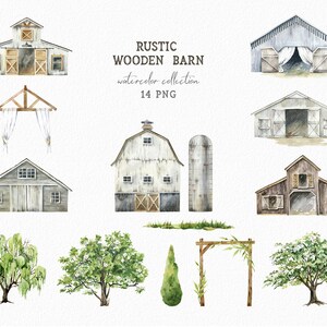 Barn Watercolor Clipart Rustic Wedding Clip Art Elegance - Etsy