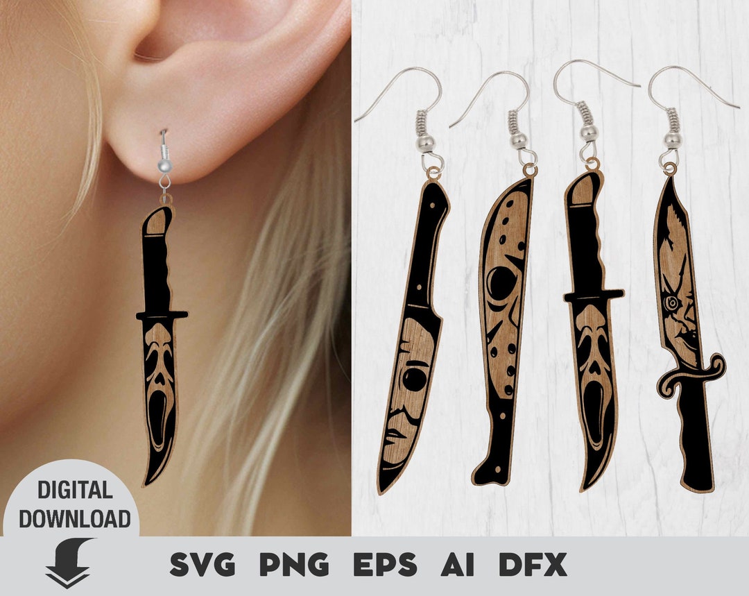 Earring Laser Cut File, Halloween Earring SVG Bundle, Glowforge ...