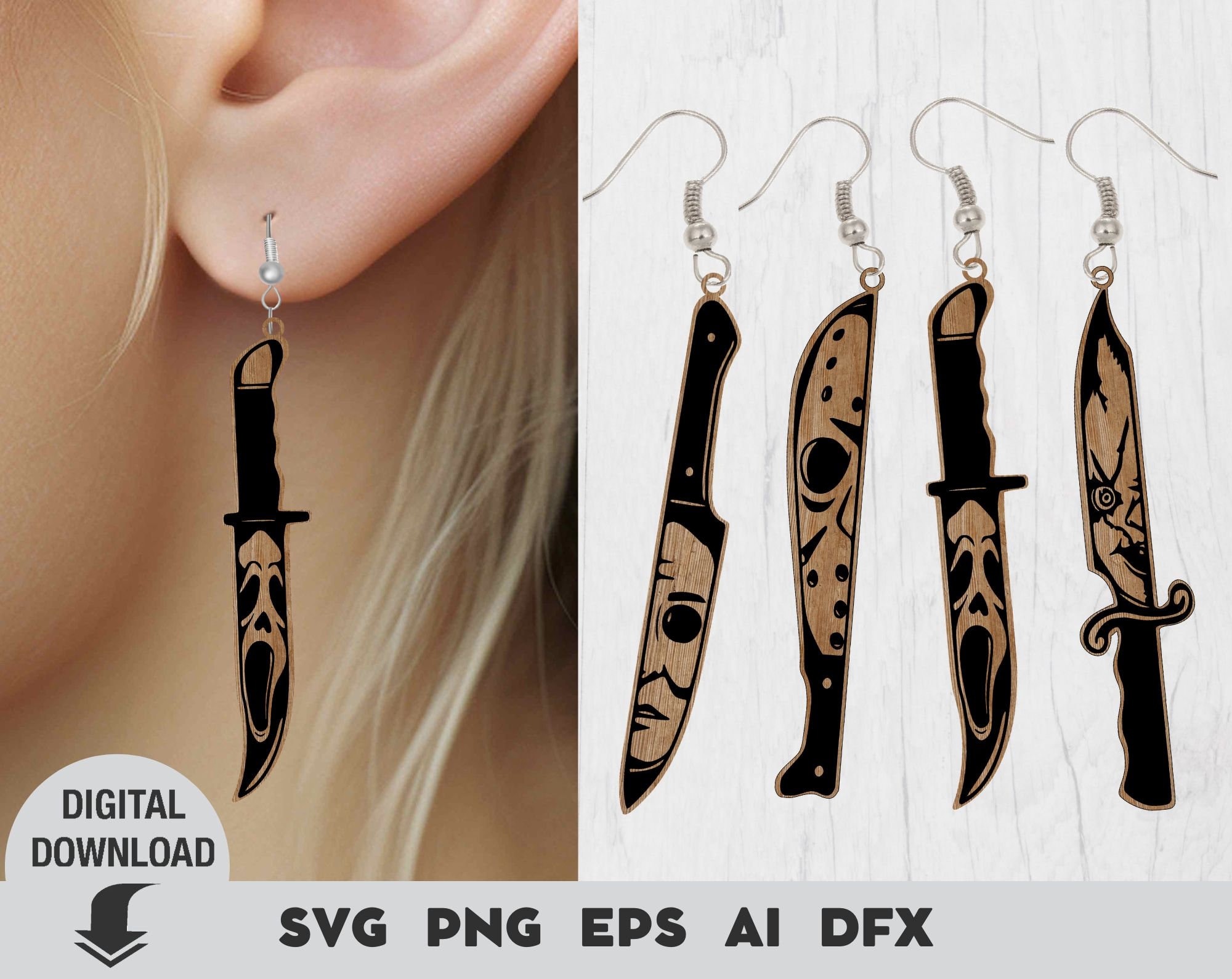 Earring Laser Cut File, Halloween Earring SVG Bundle, Glowforge ...