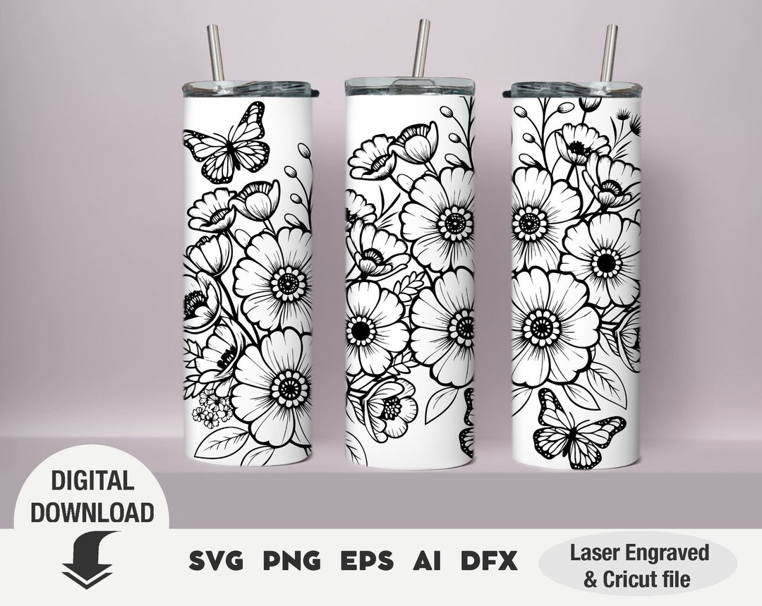 Wildflower Tumbler Wrap SVG, Laser Engraved Design (digital Download ...