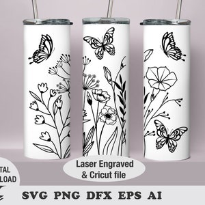 Tumbler Svg Designs, Wildflowers Laser Engraved Full Wrap, Flowers ...