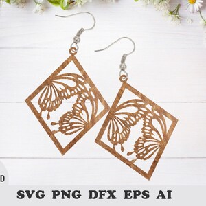 Earring Laser Cut File, Butterfly Earring SVG Bundle, Glowforge ...
