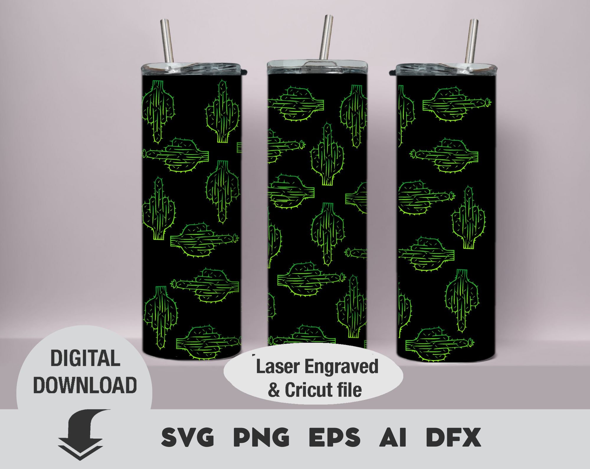 Tumbler Svg Designs, Cactus Laser Engraved Full Wrap, Succulent Tumbler ...