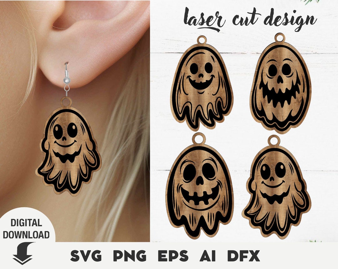 Earring Laser Cut File, Halloween Earring SVG Bundle, Glowforge ...