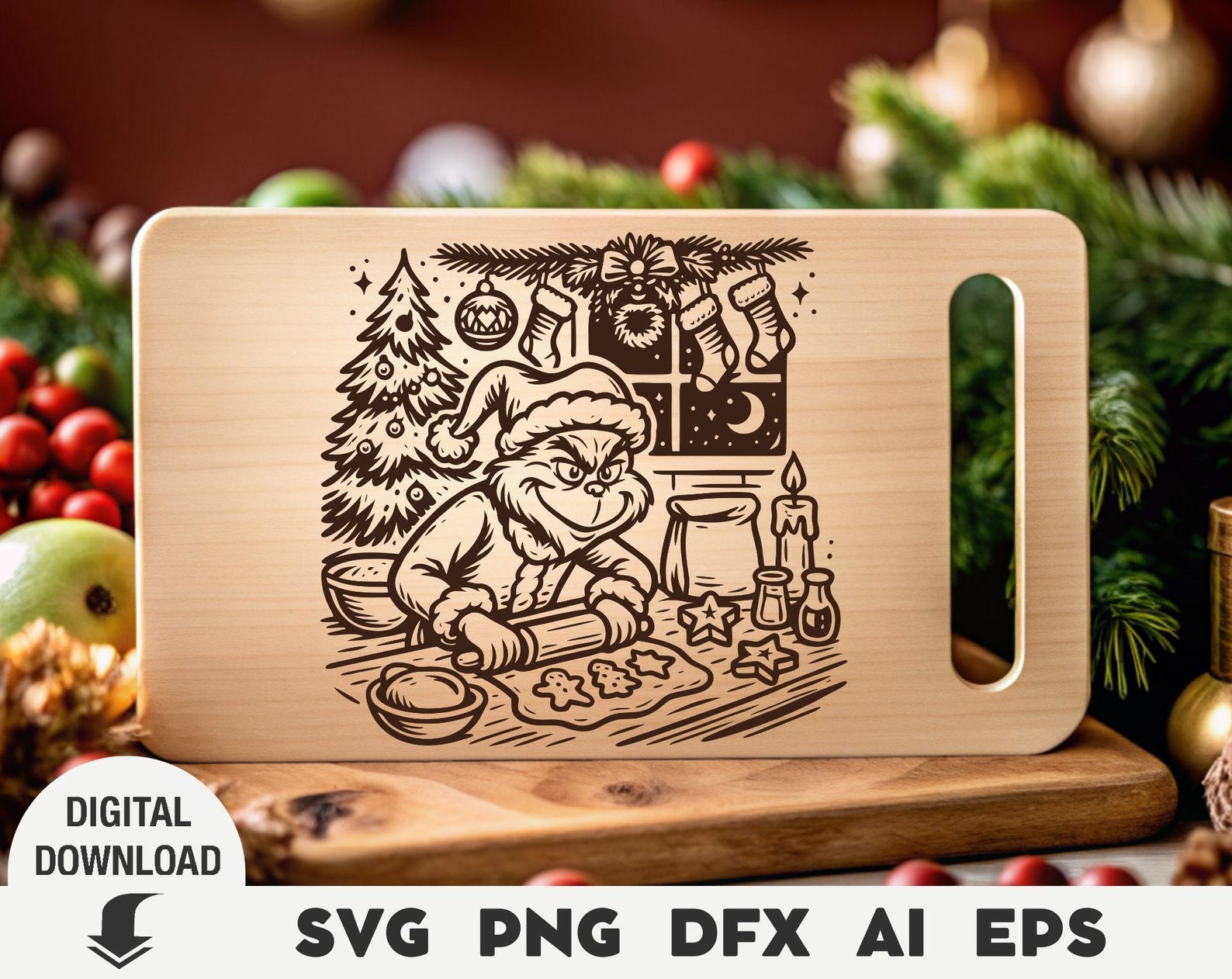 Christmas Grinch SVG: Laser Cut File for Cutting Board, Сhristmas Laser ...