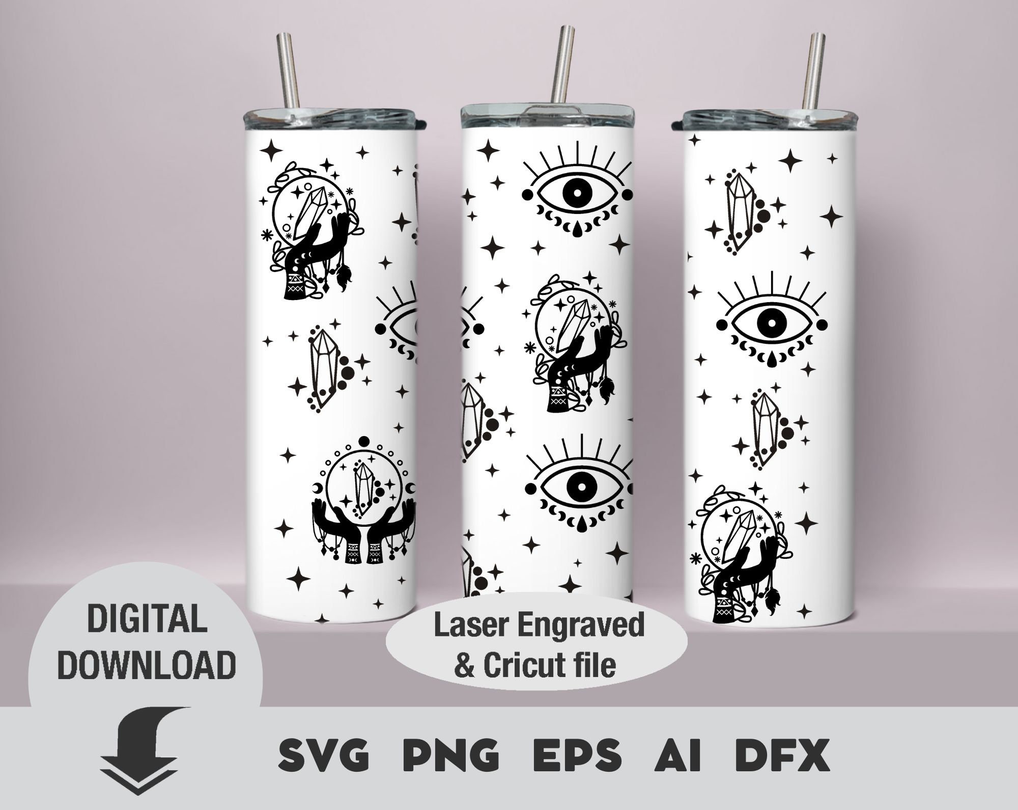 Tumbler Svg Designs, Boho Laser Engraved Full Wrap, Halloween Tumbler ...