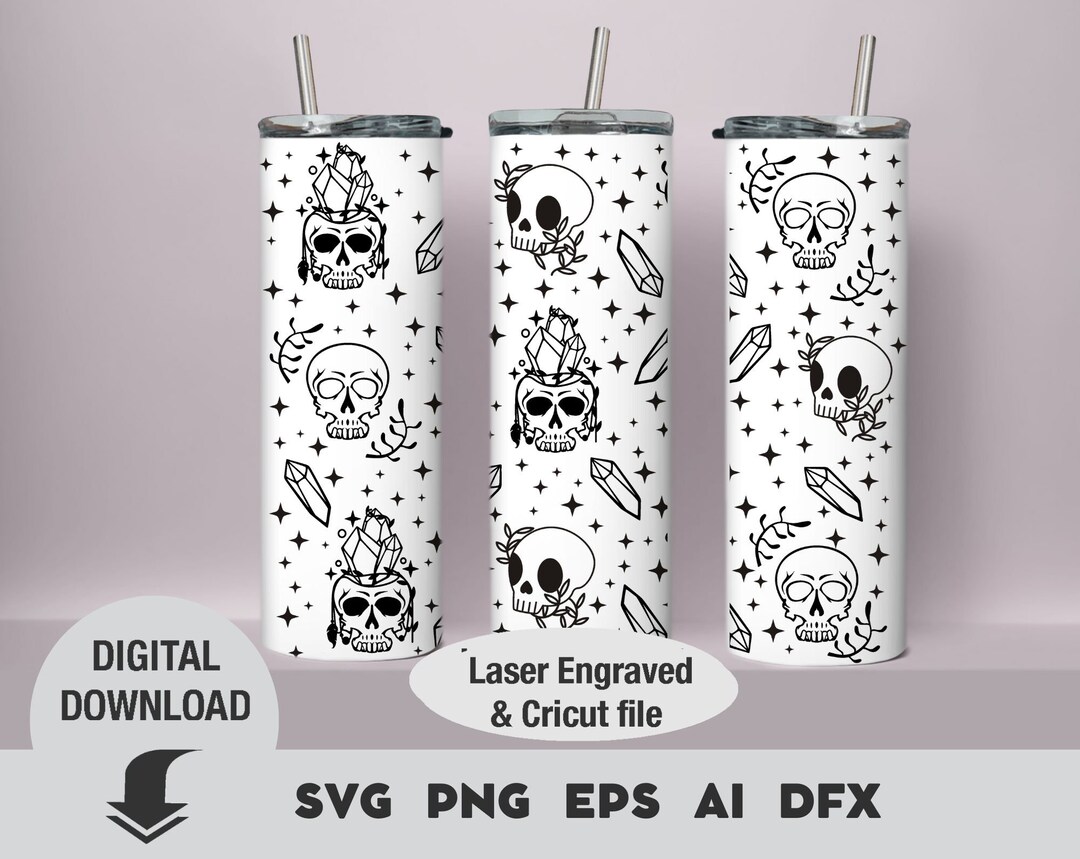 Tumbler Svg Designs, Skull Boho Laser Engraved Full Wrap, Halloween ...