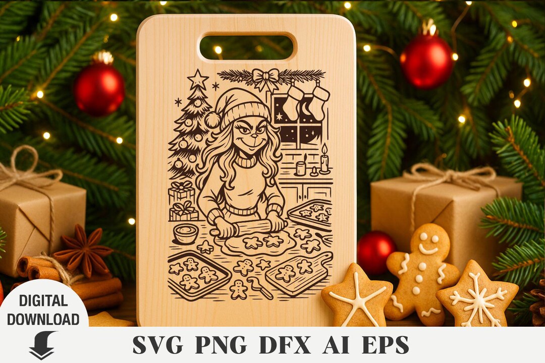 Christmas Grinch SVG: Laser Cut File for Cutting Board (digital ...