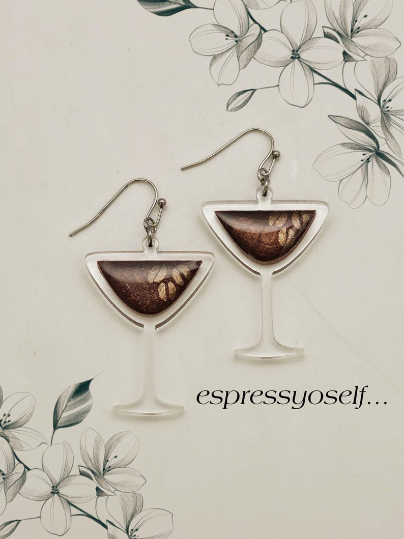 Espresso Martini Earrings – Cocktail Party Jewelry, Bartender Gift ...
