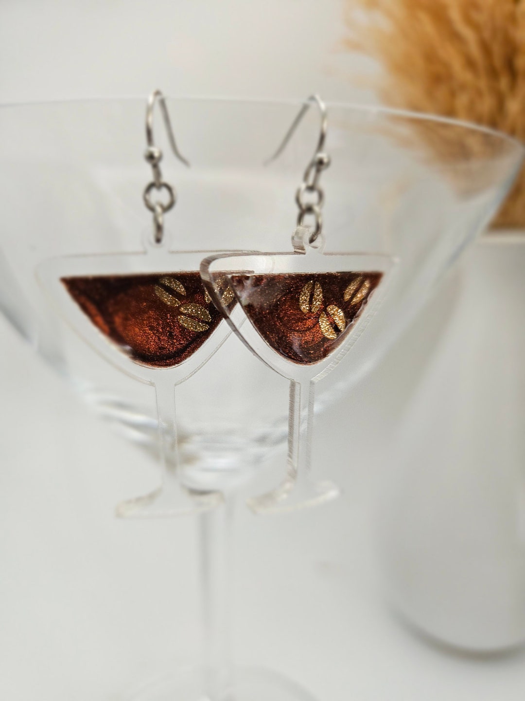 Espresso Martini Earrings – Cocktail Party Jewelry, Bartender Gift ...