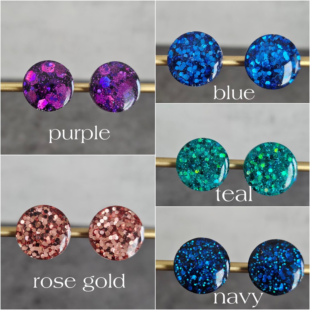 Glitter Stud Earrings [all Colors Availible] Glitter Studs, Cute ...