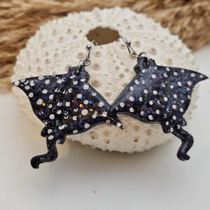 Sparkly Spotted Eagle Ray Earrings - Manta Ray Earrings, Lightweight ...