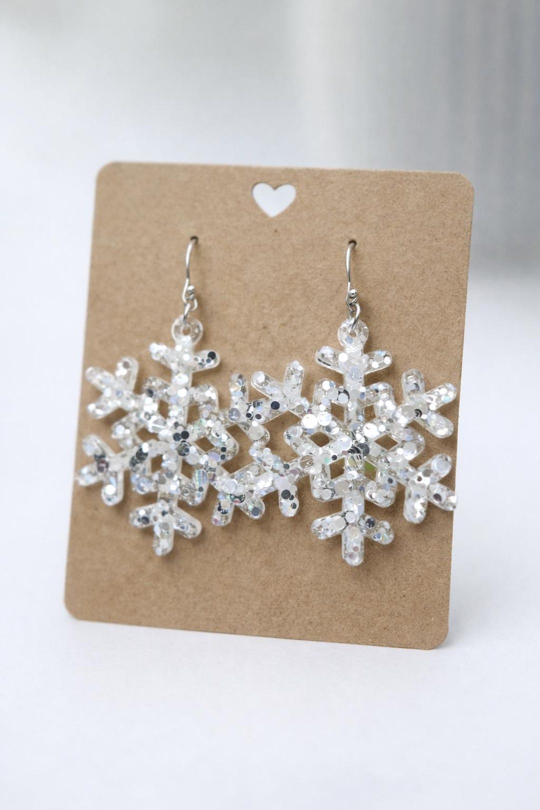 Large Glitter Snowflake Earrings for Christmas Earrings Winter Earrings ...