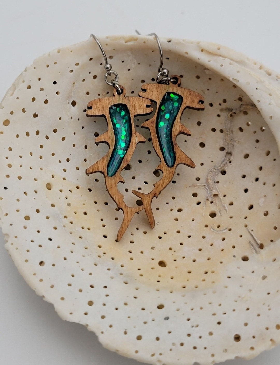 Wood Hammerhead Shark Earrings, Shark Lover Gift, Summer Earrings, Fish ...