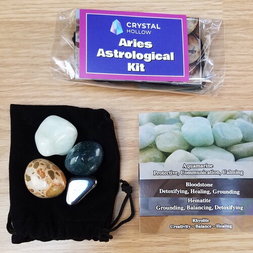 Aries Zodiac Crystal Set Aries Astrological Stone Kit Aries - Etsy