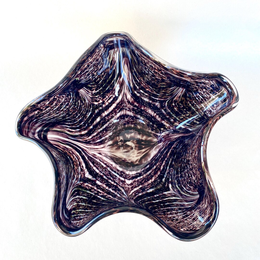 Rare Handblown Art Glass Bowl: Signed Kent Le Grand, Star-shaped Purple ...