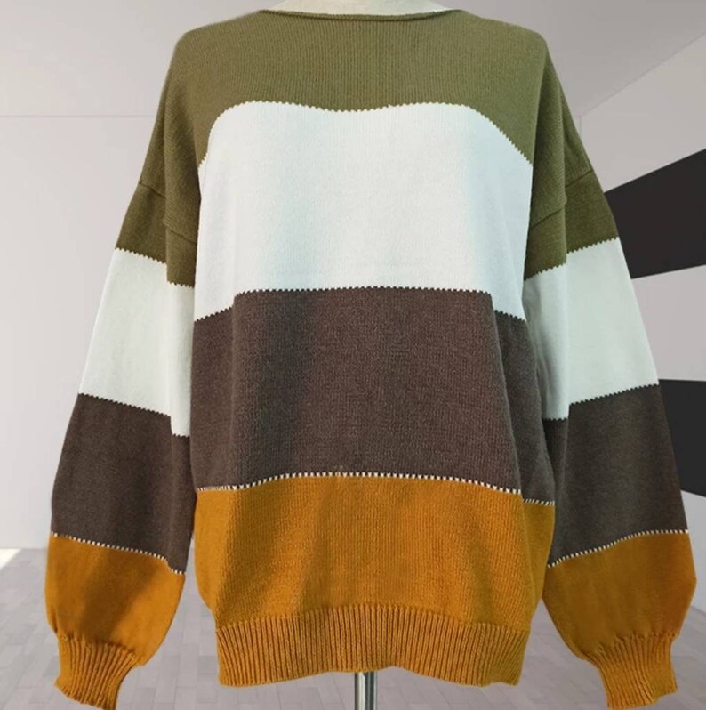Autumn Fall Winter Loose Striped Sweaters for Women - Etsy