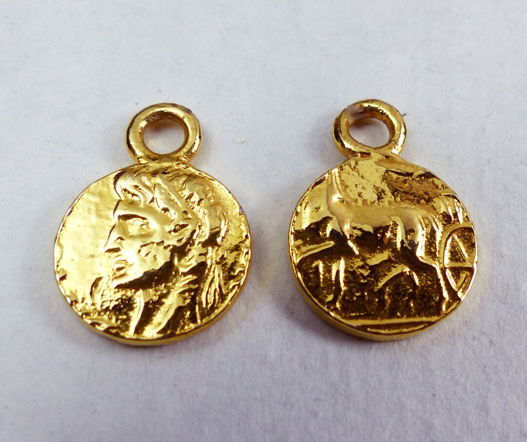 Vintage Coin Charms Antique Roman Coins Gold Plated Coins Greek Coin ...