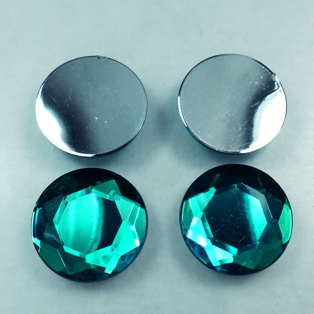 Faceted Teal Cabochon 25mm, 15 Pieces Flat Back Cabochon Foiled ...