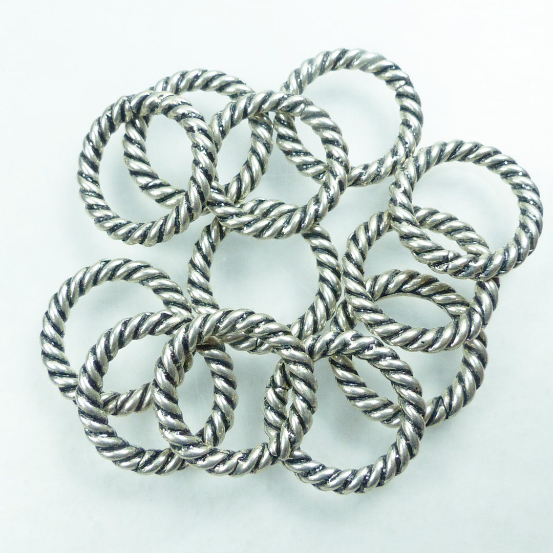 Twisted Wire Cast Jump Rings Antique Silver Jump Rings Twisted Silver ...
