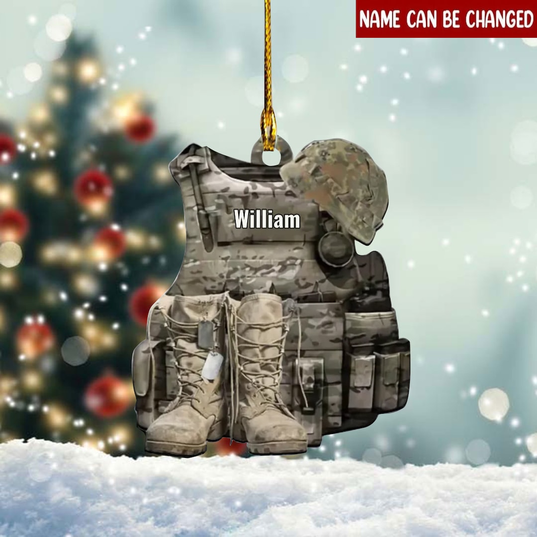 Personalized Soldier Uniform Boots & Hat Flat Acrylic Ornament, Custom ...