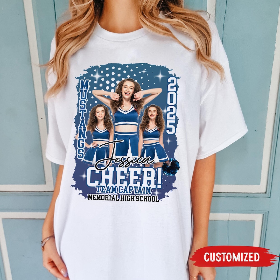 Custom Cheerleading Shirt, Custom Photo Cheerleader Shirt, Personalized ...