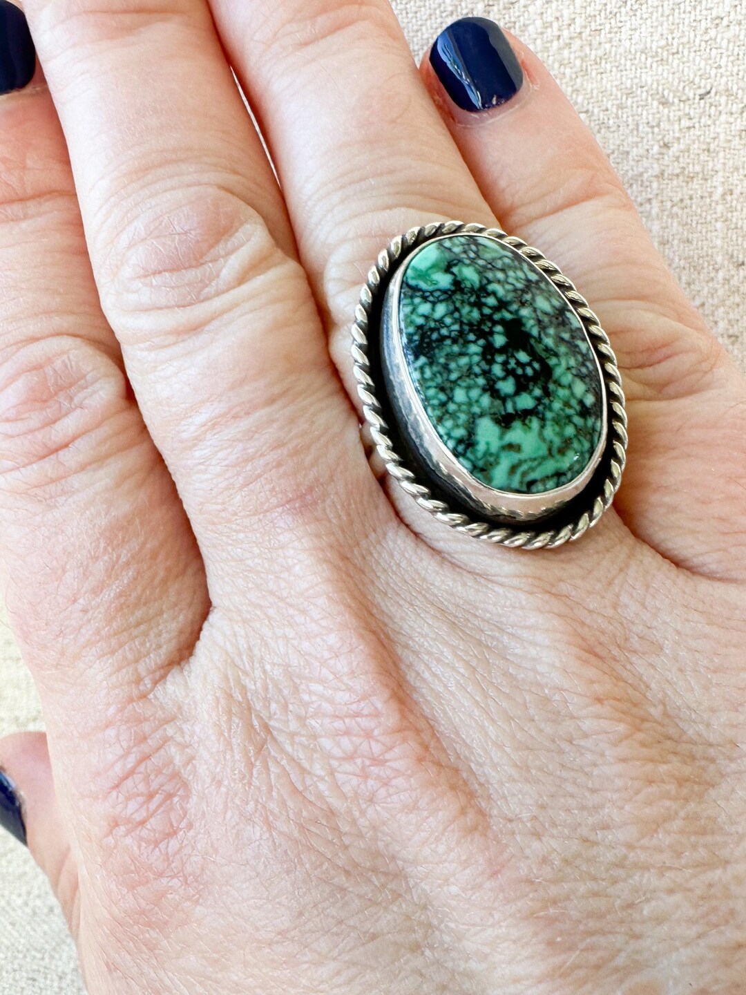 New Lander Turquoise Statement Ring Sz 7.5 - Etsy