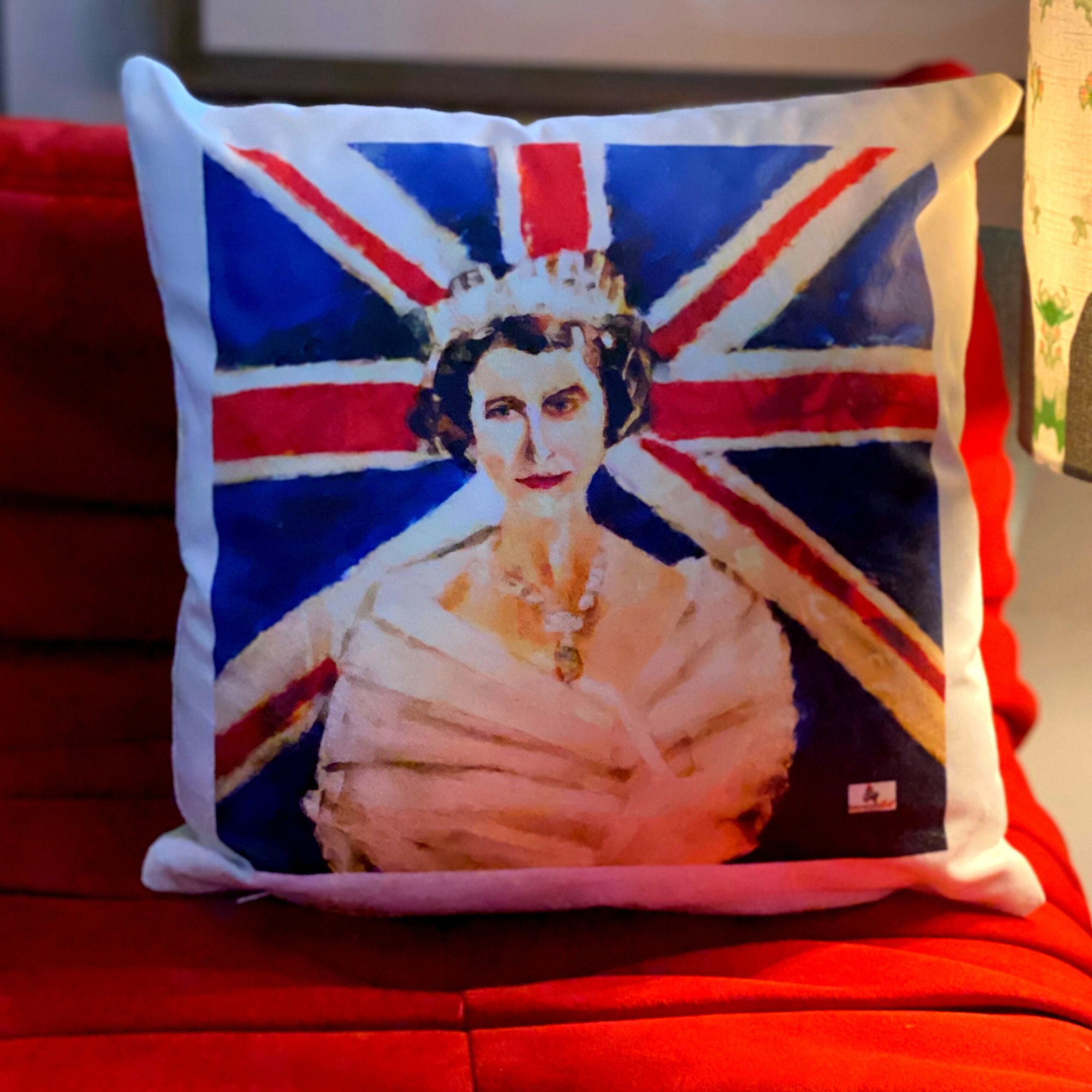 Oreiller /coussin Queen Elizabeth - faux daim - 40cm x40cm - Oreiller ...
