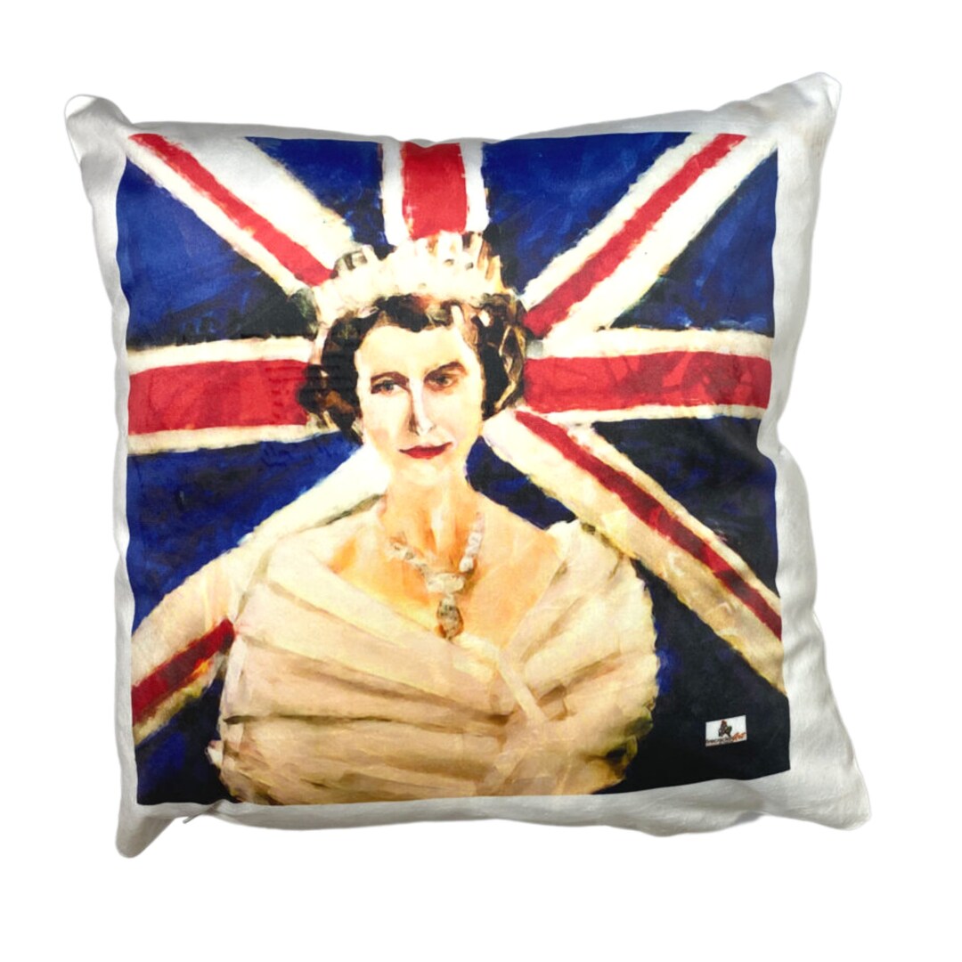 Oreiller /coussin Queen Elizabeth - faux daim - 40cm x40cm - Oreiller ...