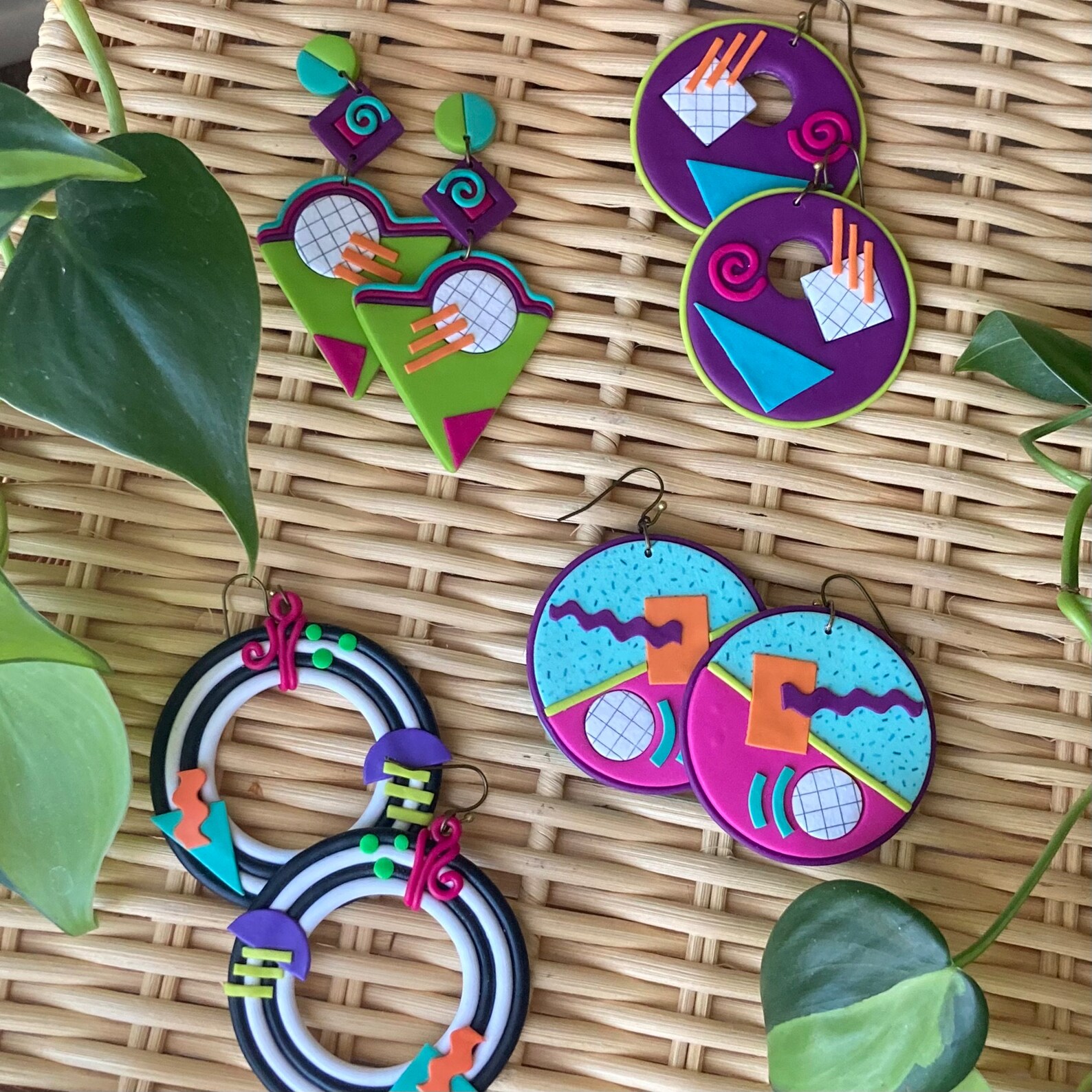 Memphis Design : Geometric Memphis-style 80s / 90s Earrings - Etsy