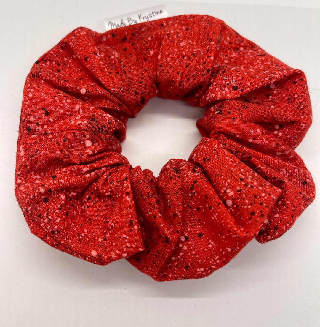 Red Scrunchie With Black Paint Splatters. Large Messy Bun Holder. - Etsy