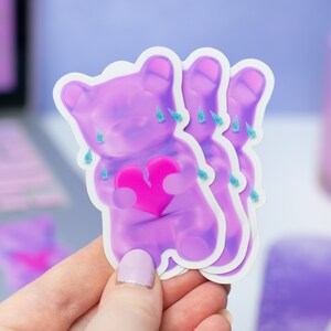 Gummy Bear Clear Sticker, Sad Gummy Bear, Crying Sticker, Vinyl Sticker ...