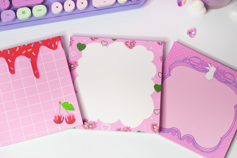 Cherry Notepad, Kawaii Notepad, Kawaii Stationary, Cherries Notepad ...