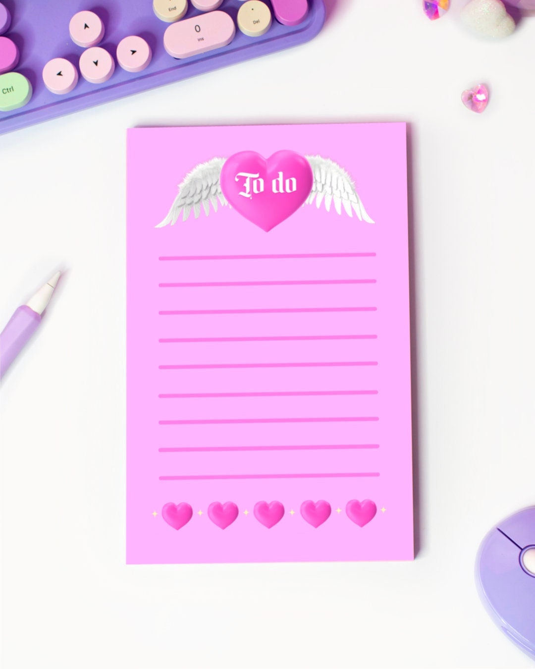 Valentines Day Notepad, Kawaii Notepad, Pink Notepad, Kawaii Stationary ...