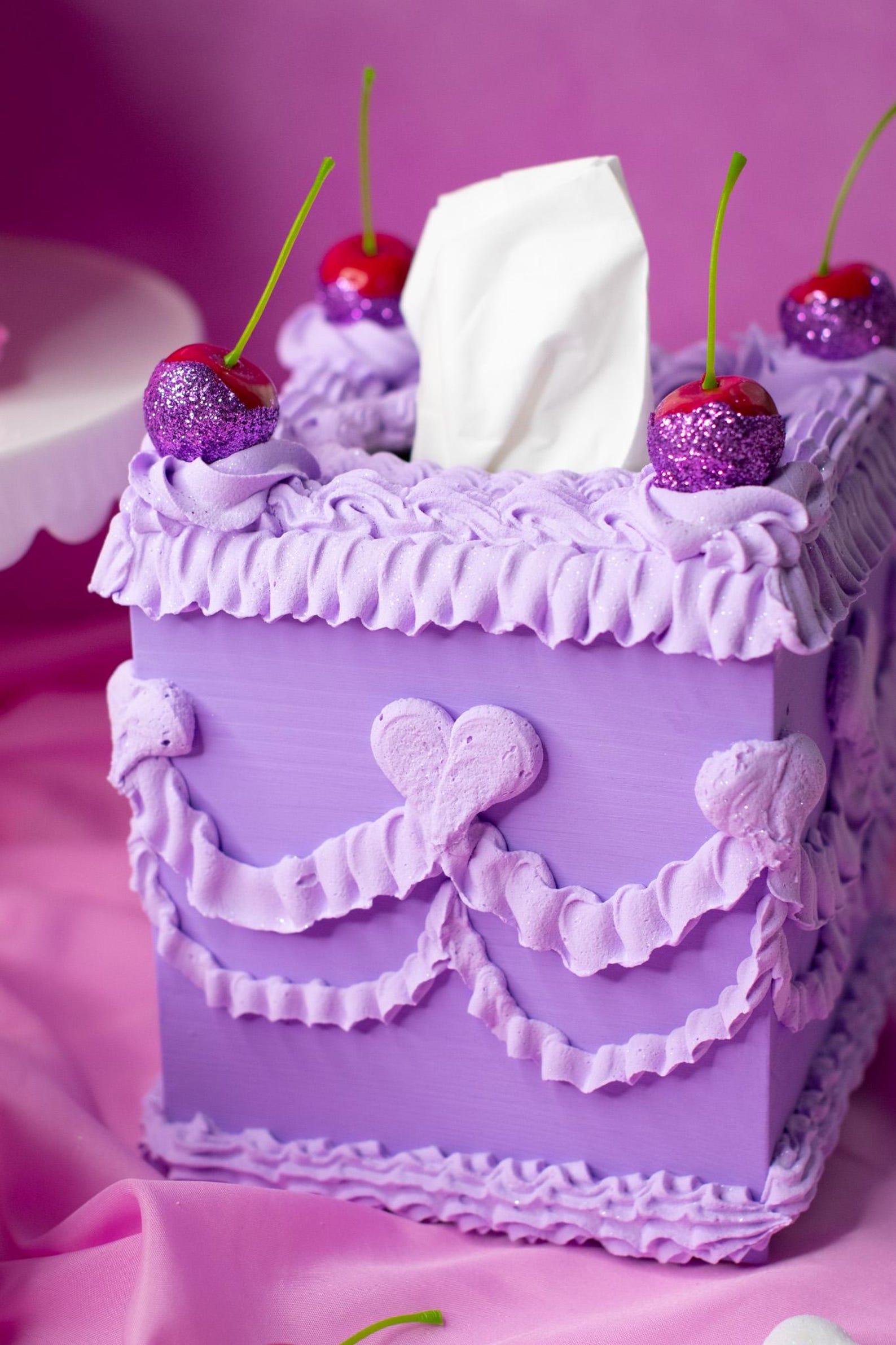 Purple Cake Tissue Box, Faux Cake Box, Purple Cake Tissue Box, Vintage ...
