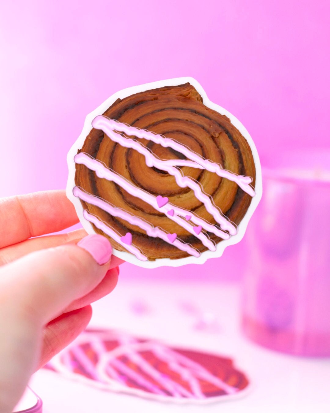 Cinnamon Roll Sticker, Valentines Day Sticker, Vinyl Sticker, Cinnabun ...