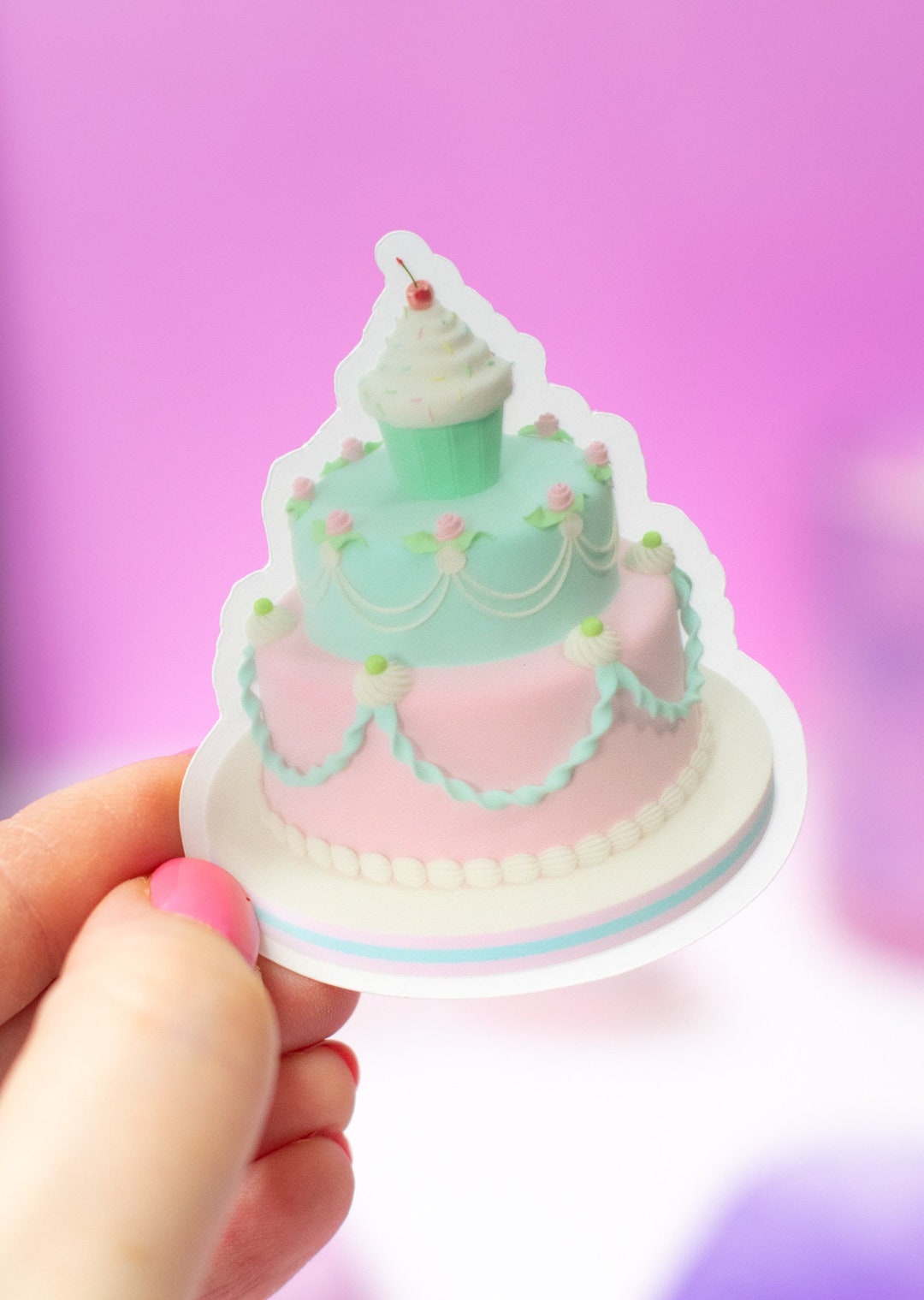 Cake Sticker, Birthday Cake Sticker, Clear Vinyl Sticker, Dessert ...