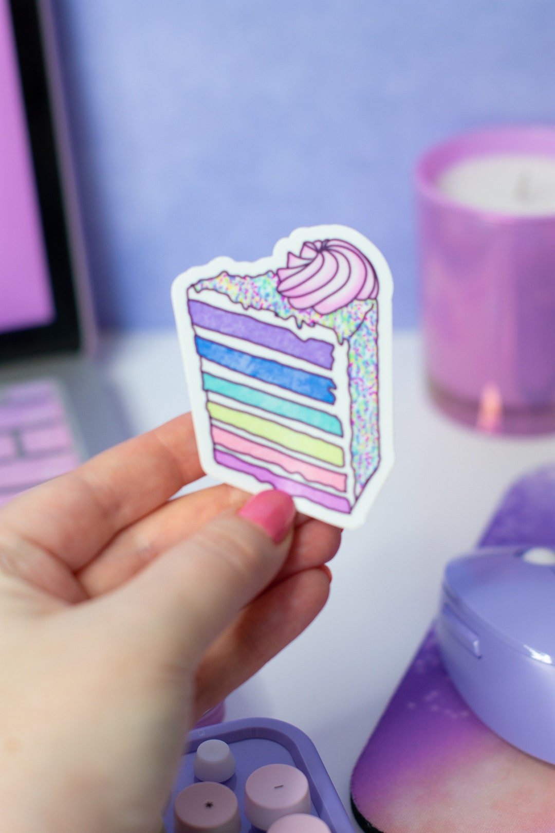 Cake Sticker, Rainbow Cake Sticker, Birthday Cake Sticker, Rainbow ...