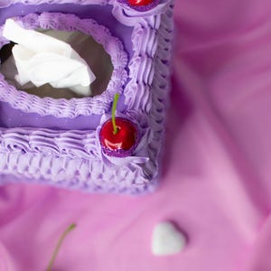 Purple Cake Tissue Box, Faux Cake Box, Purple Cake Tissue Box, Vintage ...