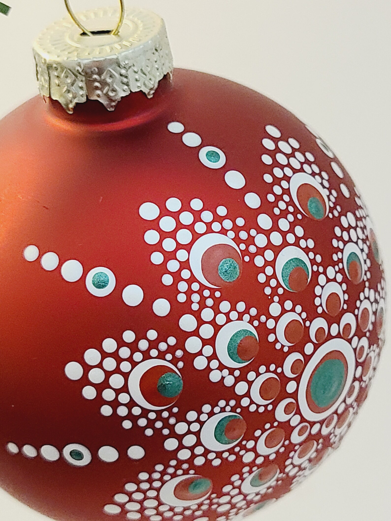 Large Hand Painted Dot Mandala Ornament Red Glass Bauble - Etsy