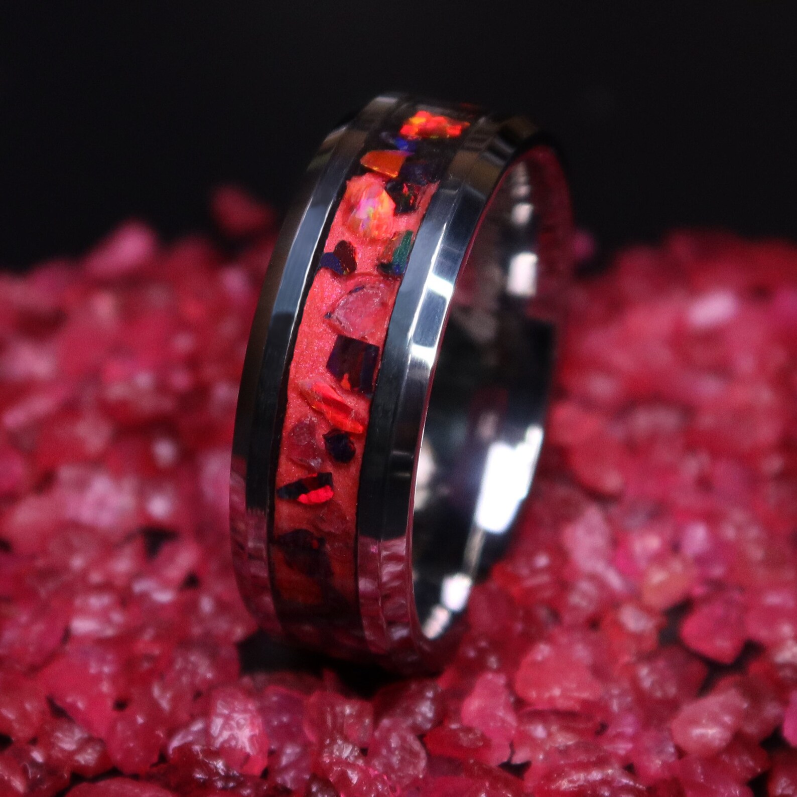 The Lava Rock Ring Handmade Ruby Ring Red Opal Ruby Tungsten - Etsy