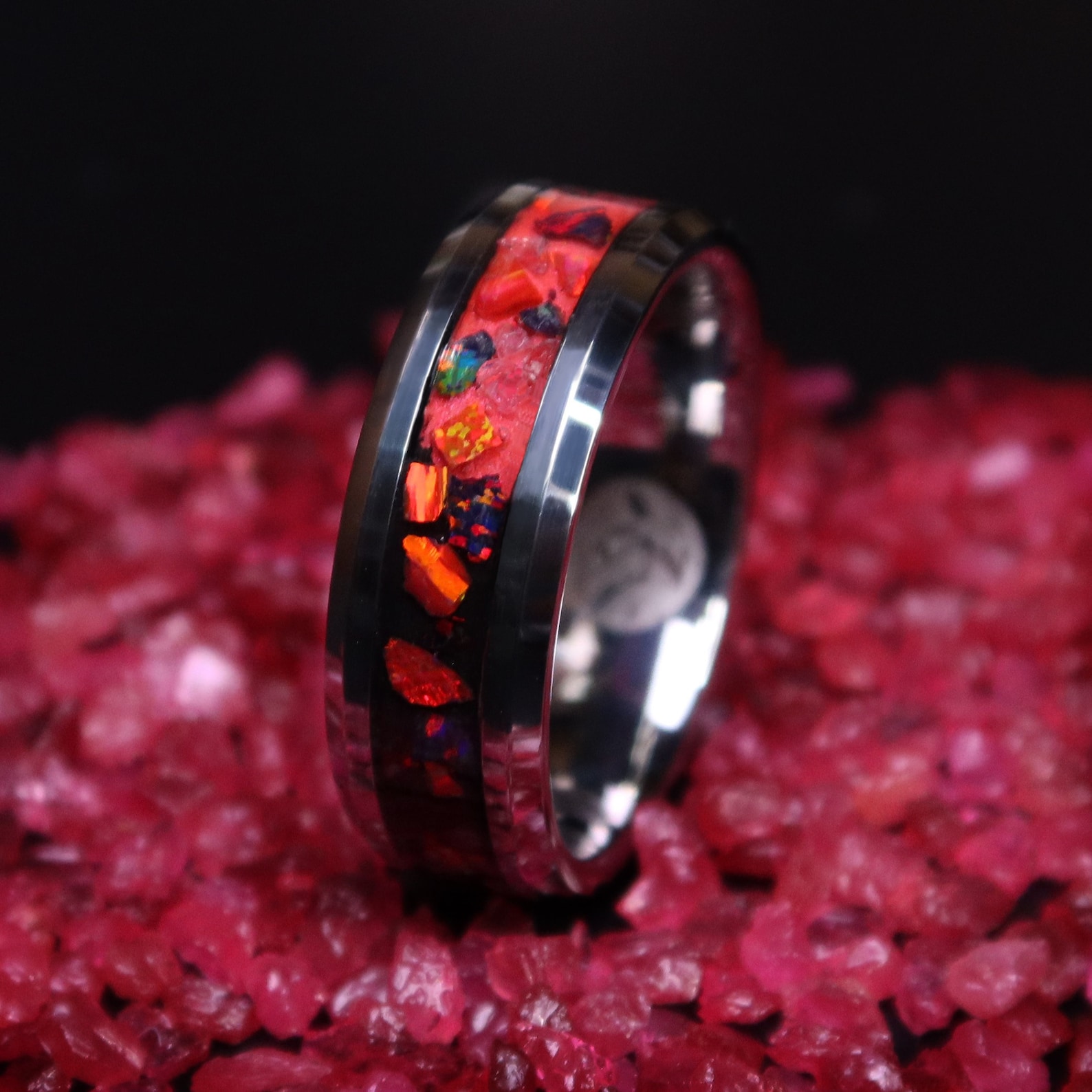 The Lava Rock Ring Handmade Ruby Ring Red Opal Ruby Tungsten - Etsy