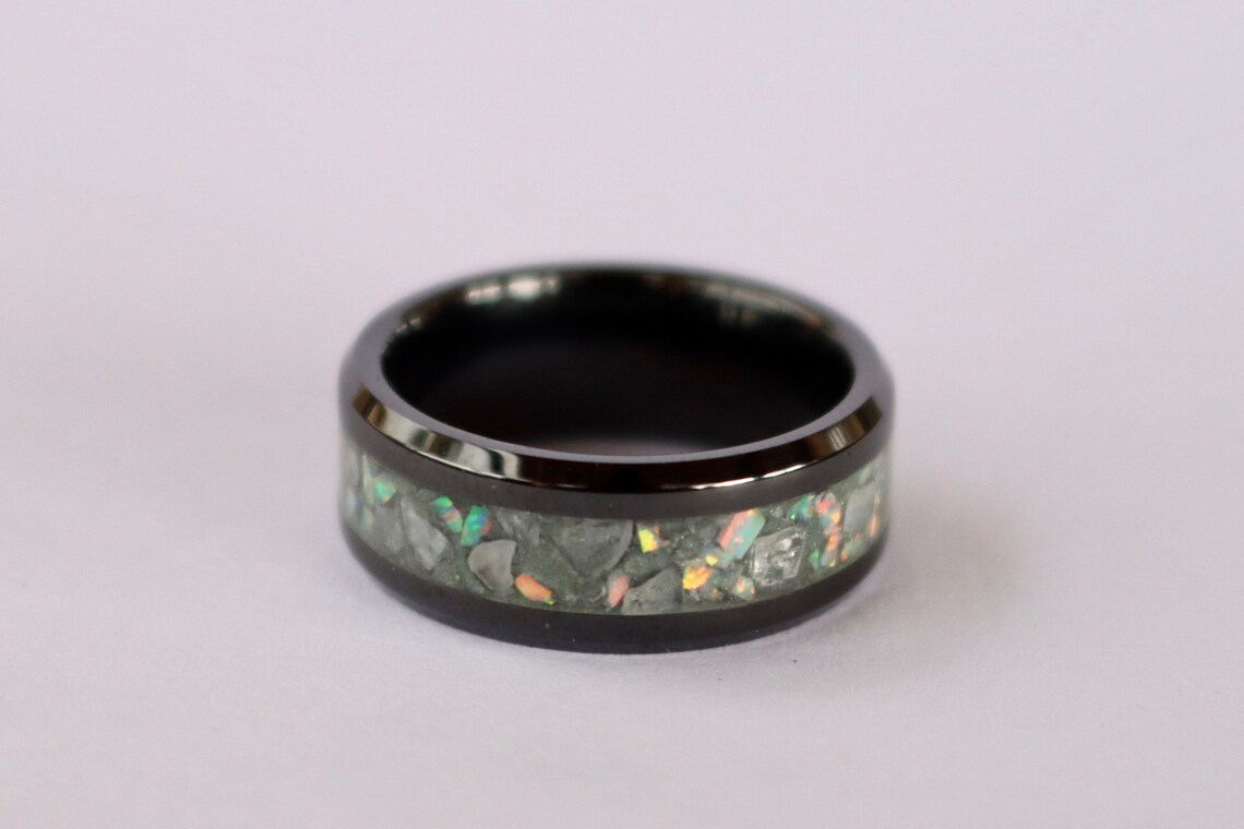 The Tombstone Ring, Handmade Black Ceramic Ring, Aquamarine Moonstone ...
