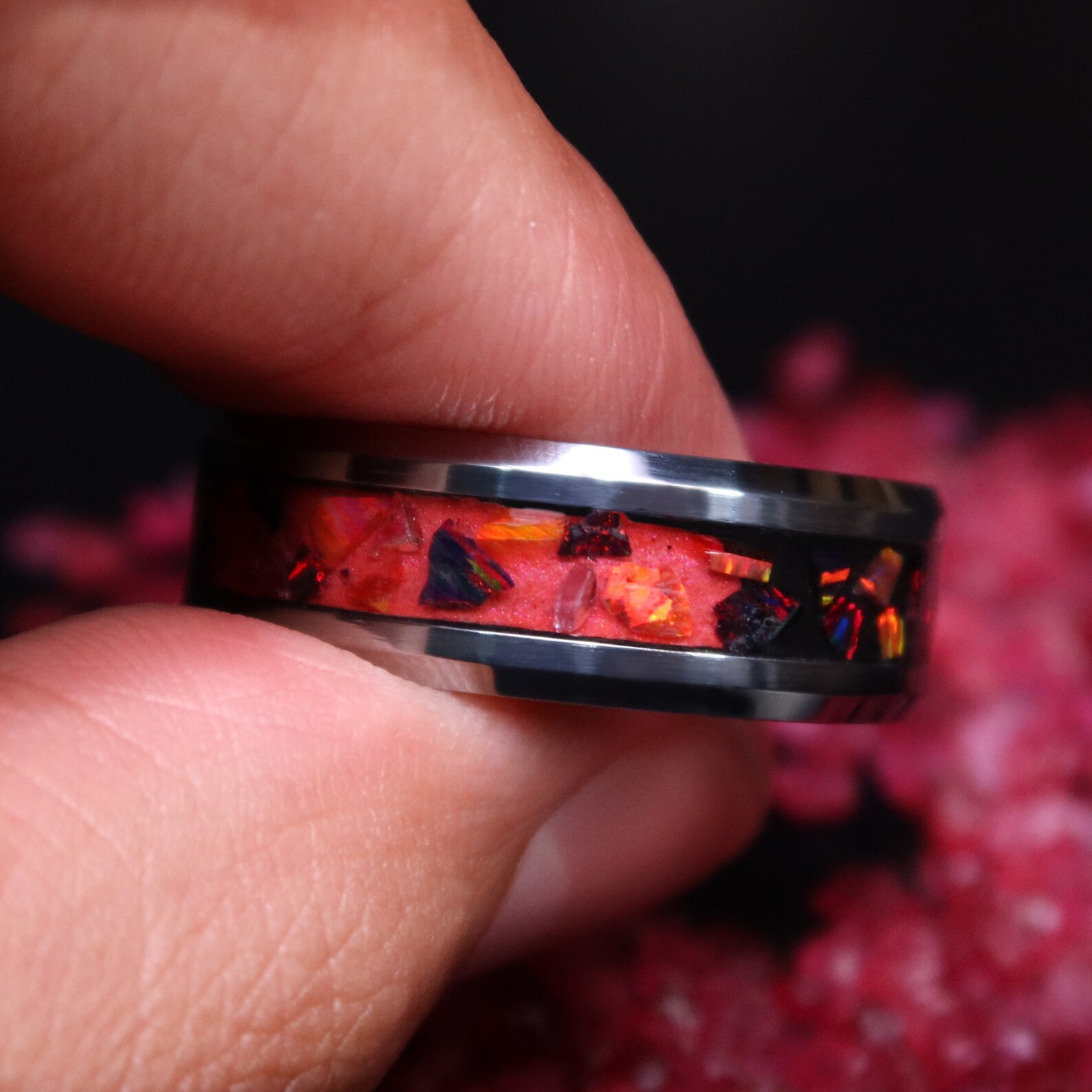 The Lava Rock Ring Handmade Ruby Ring Red Opal Ruby Tungsten - Etsy