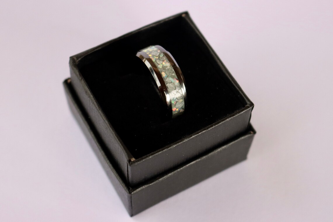 The Tombstone Ring, Handmade Black Ceramic Ring, Aquamarine Moonstone ...