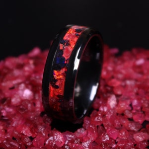 The Lava Rock Ring, Handmade Ruby Ring, Red Ruby Red Opal Tungsten ...